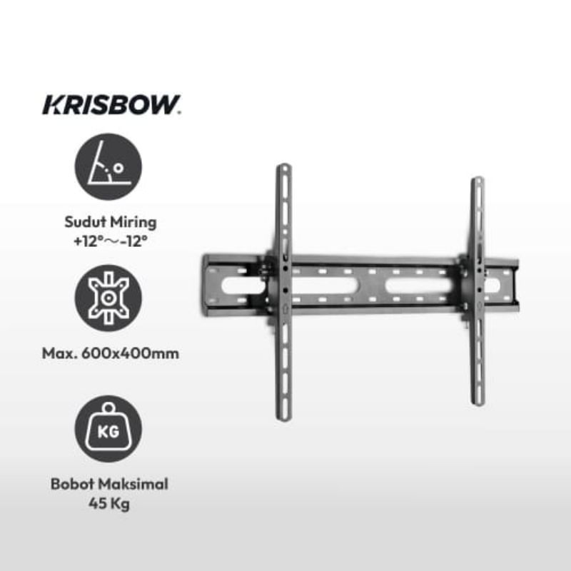 Jual Krisbow Bracket tv dinding tilt 37 - 70 inchi hitam fixed fixture ...