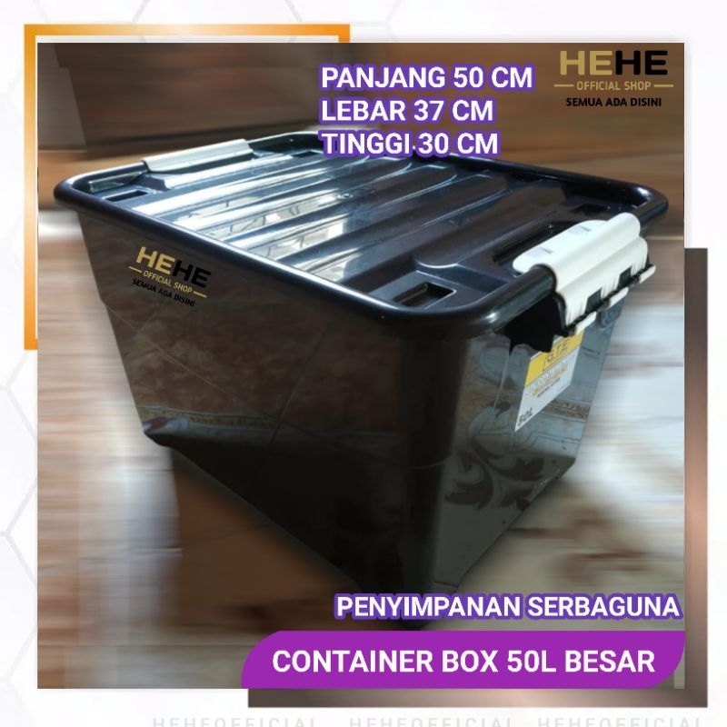 Jual Container Box Hitam 50L Box Roda Kotak Penyimpanan Kapasitas Besar ...