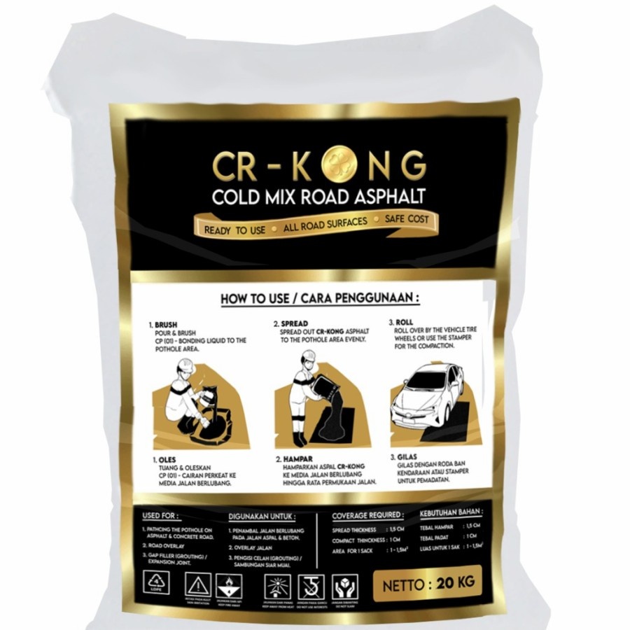 Jual ASPAL DINGIN INSTAN COLD MIX COLDMIX INSTANT ASPALT 20 KG ASPHALT | Shopee Indonesia