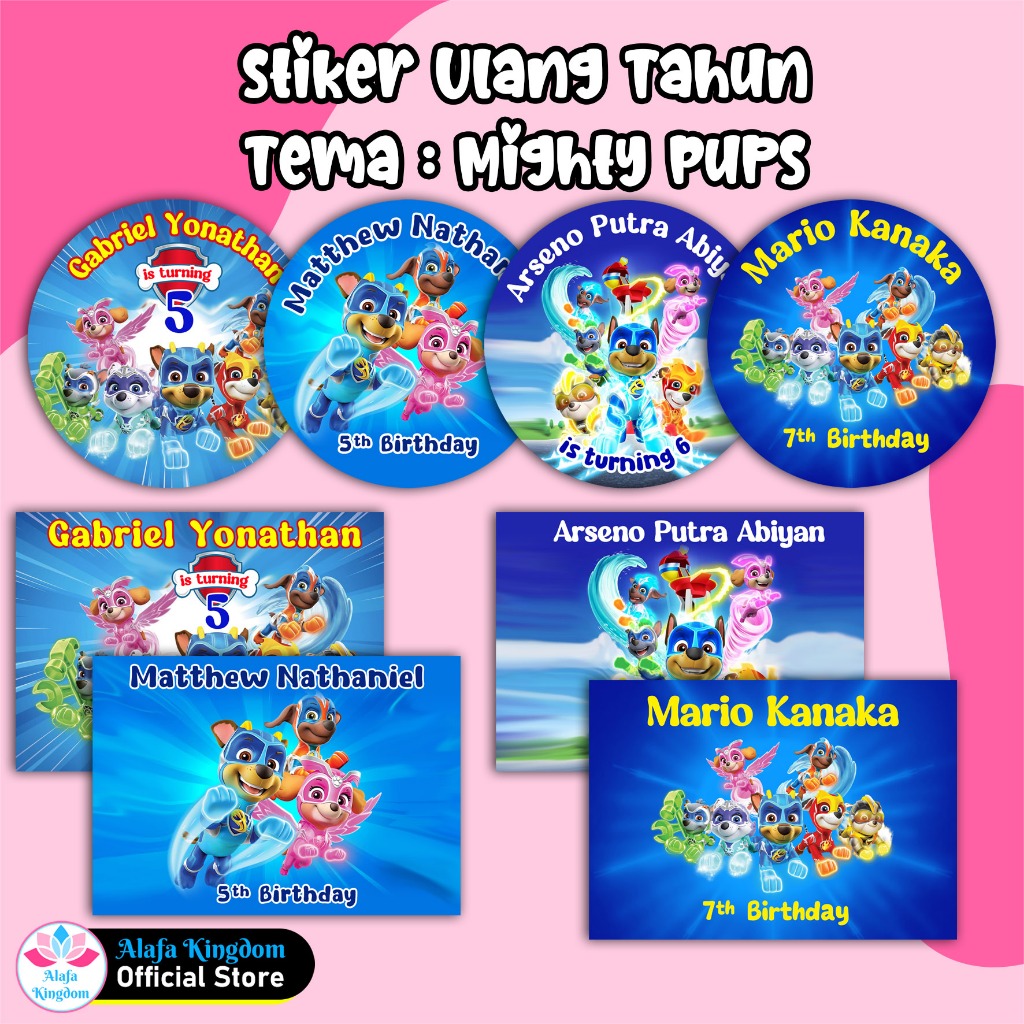 Jual alafakingdom - Stiker Ulang Tahun Ultah Anak Mighty Pups Custom ...