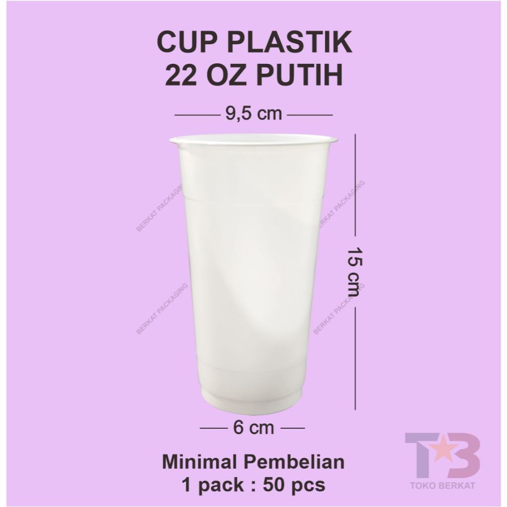 Jual Cup Plastik 22oz Putih Susu isi 50 pcs / Cup Ice 660ml / Gelas ...