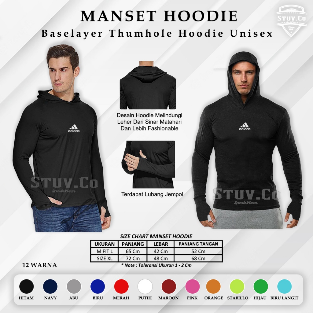 Jual MANSET OLAHRAGA PRIA HOODIE LENGAN PANJANG THUMBHOLE PRIA WANITA ...