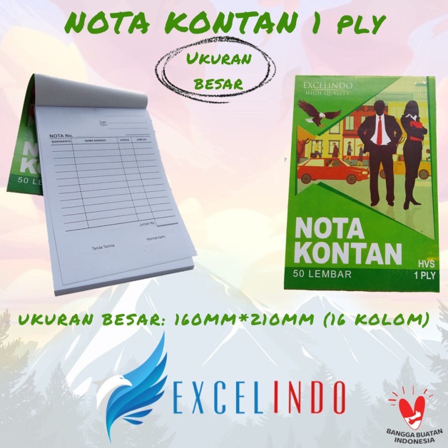 Jual NOTA KONTAN 1 PLY HVS UKURAN BESAR 160MM X 210MM / NOTA KONTAN 1 ...