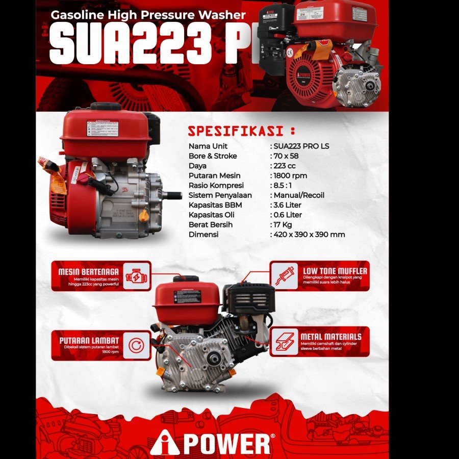 Jual AIPOWER BARE ENGINE DAN MESIN PENGGERAK SUA223 PRO LS | Shopee Indonesia