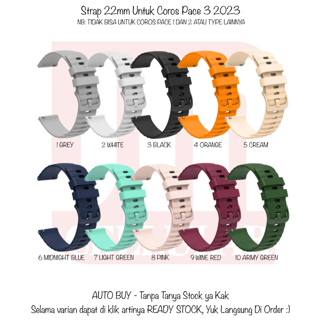 Jual UNB Strap 22mm Coros Pace 3 2023 - Tali Jam Tangan Pria Wanita ...