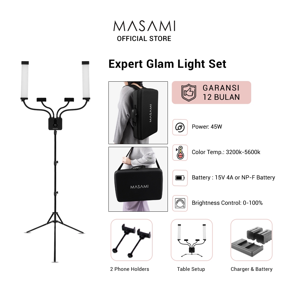 Jual Masami Expert Glam Light Set / Paket Komplit Lampu Ringlight ...