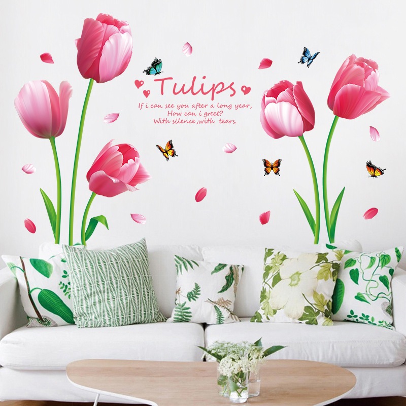 Jual Reliza Wall Sticker Bunga Tulip Lily Ungu Pink Flowers Garden ...