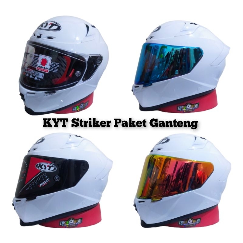 Jual Helm KYT STRIKER WHITE Paket Ganteng 100% Original | Shopee Indonesia