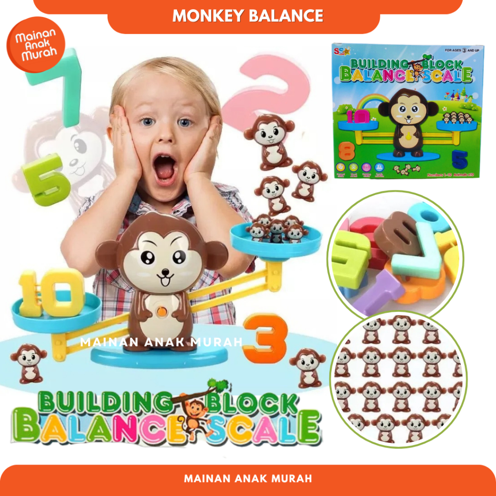 Jual Monkey Balance Math Game Building Block Balance Scale / Mainan ...