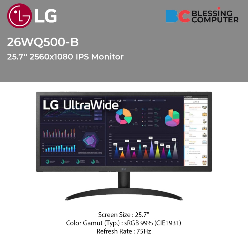 Jual Monitor LG 26WQ500-B UltraWide IPS sRGB 99% | Shopee Indonesia
