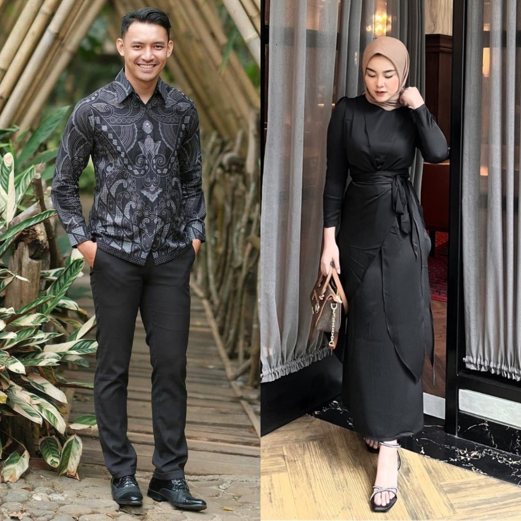 Jual Clara Dress Silk Couple Pesta Pernikahan Sarimbit Gamis Polos mix ...