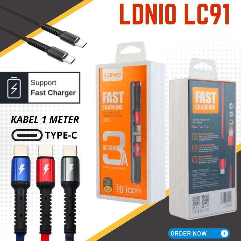 Jual LDNIO Type-C LC 91 Kabel Data Charger 100cm Fast Charging Cable | Shopee Indonesia