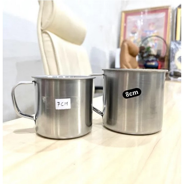 Jual Cangkir Stainless 7 8 9 cm Gelas Besi Mini Mug Jadul Tumbler Cup ...
