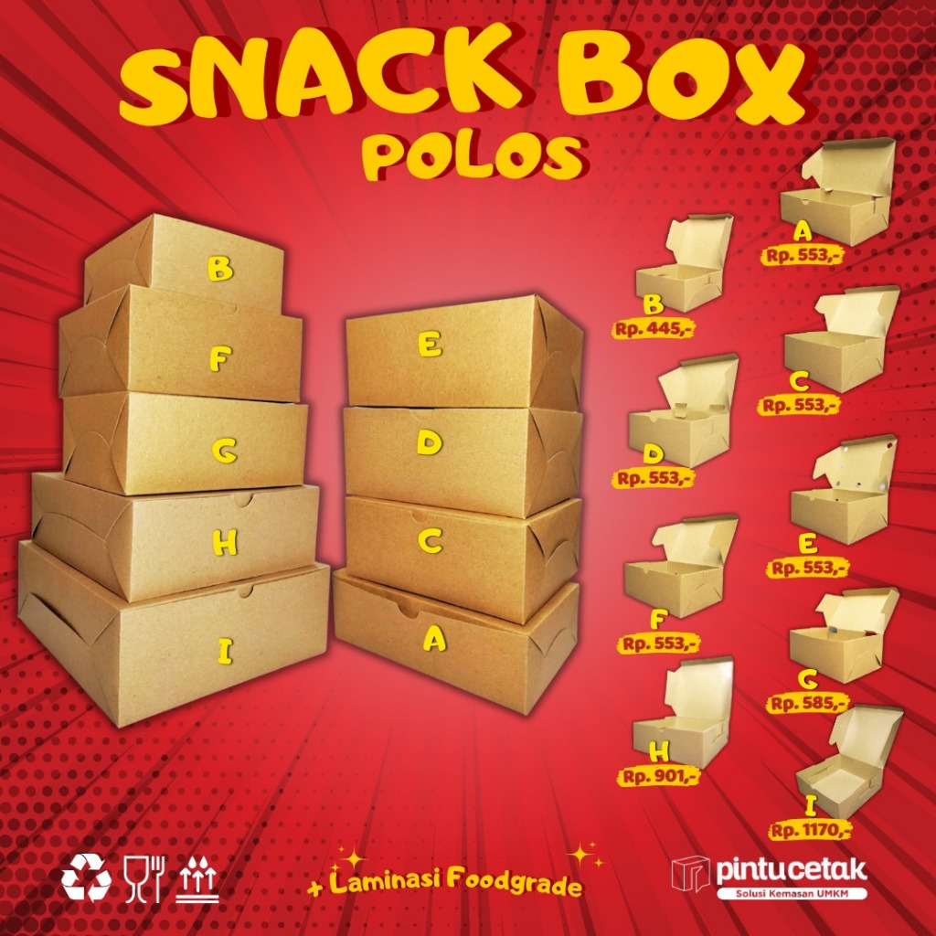 Jual SNACK BOX/FRIED CHICKEN BOX POLOS MIN ORDER KELIPATAN 50 PCS ...