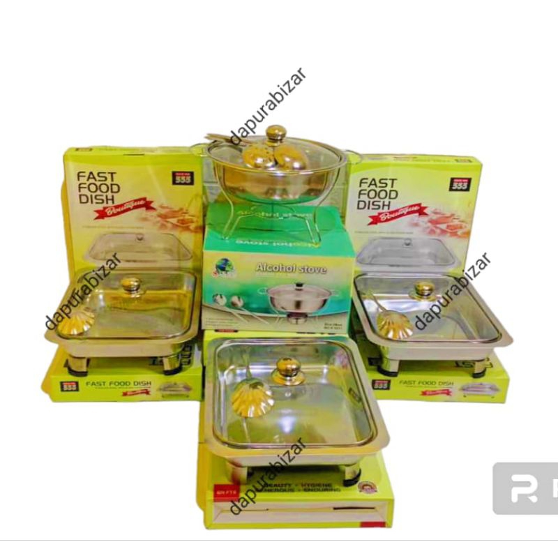 Jual PROMO Prasmanan set stainless full kaca isi 6 set 1 bulat 5 kotak ...