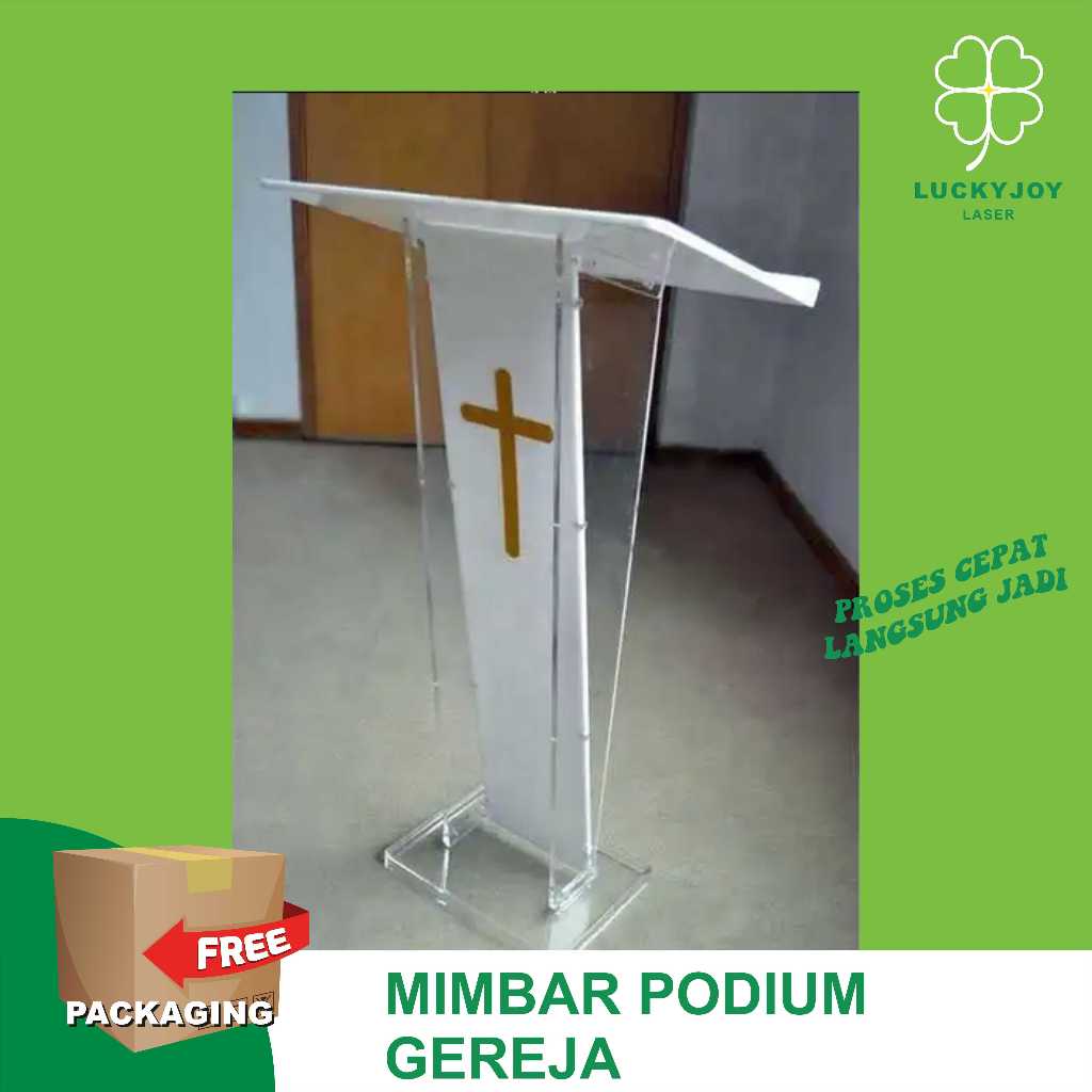 Jual MEJA MIMBAR PODIUM ACRYLIC GEREJA BISA CUSTOM LOGO | Shopee Indonesia