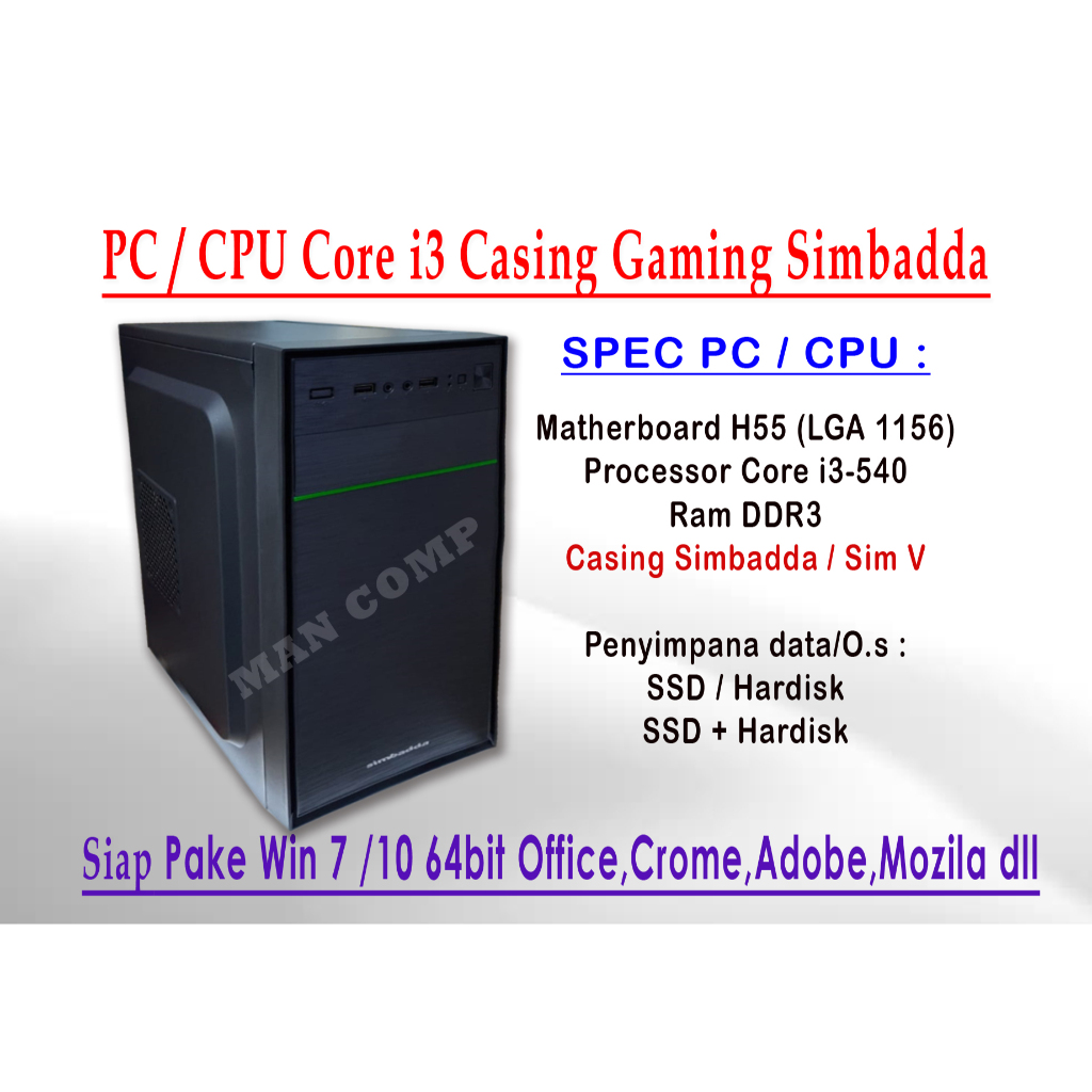 Jual PC Rakitan Core i3 Casing Simbada/Sim V | Shopee Indonesia