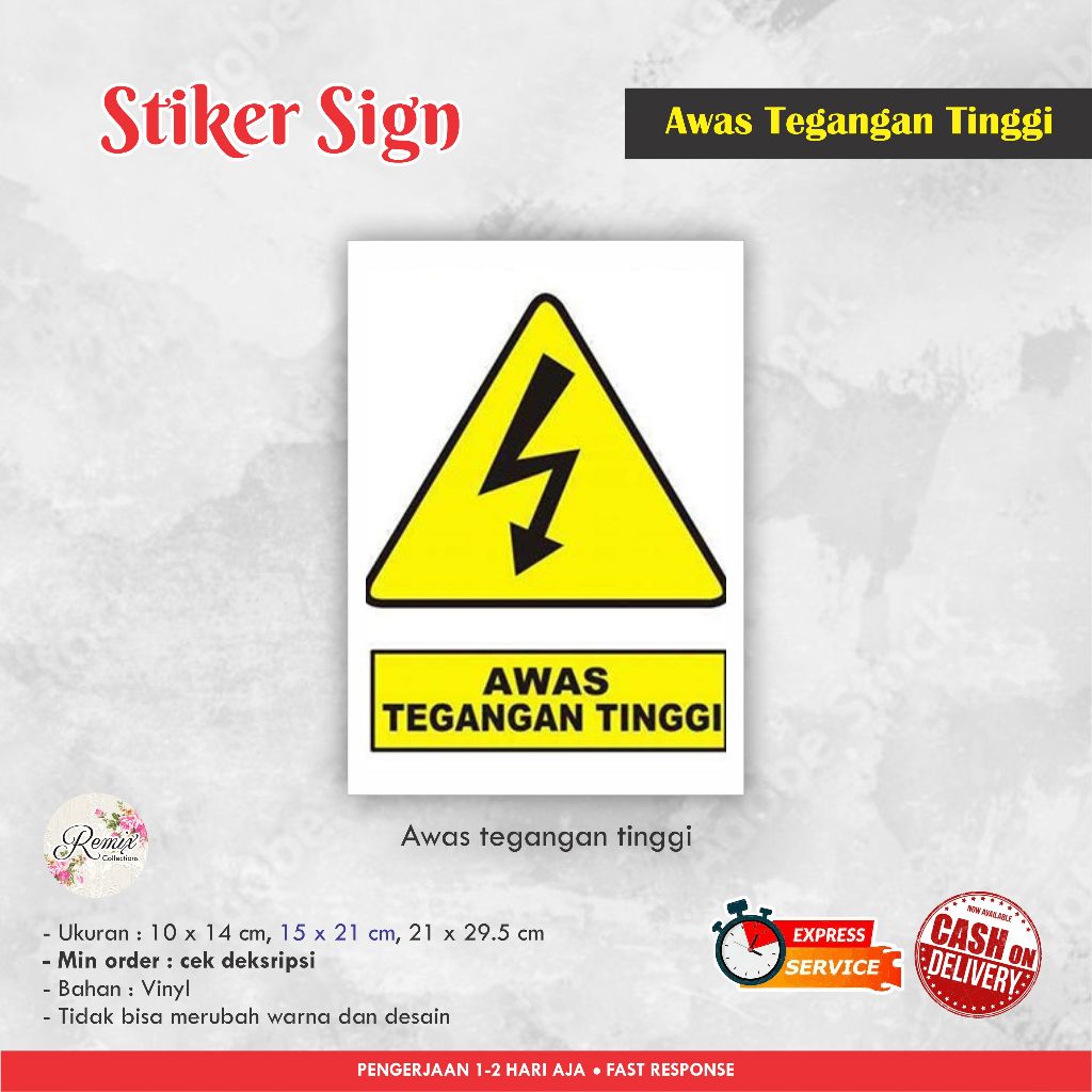 Jual STIKER SIGN AWAS TEGANGAN TINGGI VINYL / STIKER PERINGATAN / SIGN ...