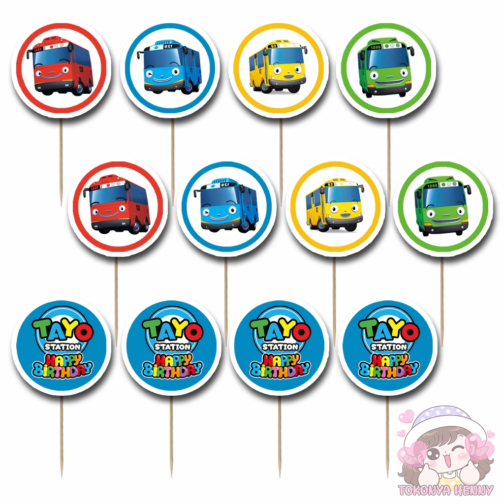 Jual Topper Cake Cupcake Pudding Agar2 motif HEY TAYO BULAT | Shopee ...