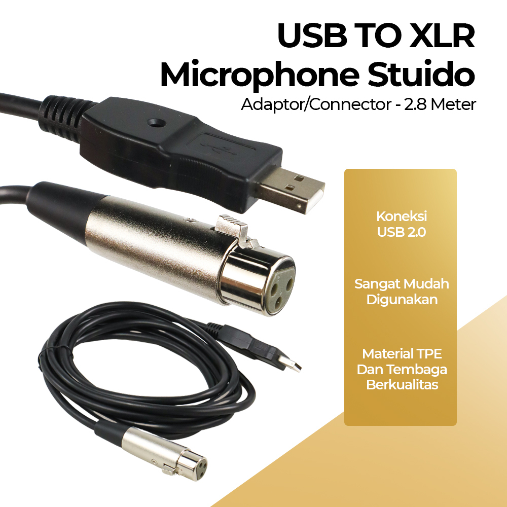 Jual USB to XLR Microphone Studio Audio Adaptor Connector 2.8M - AY12 ...