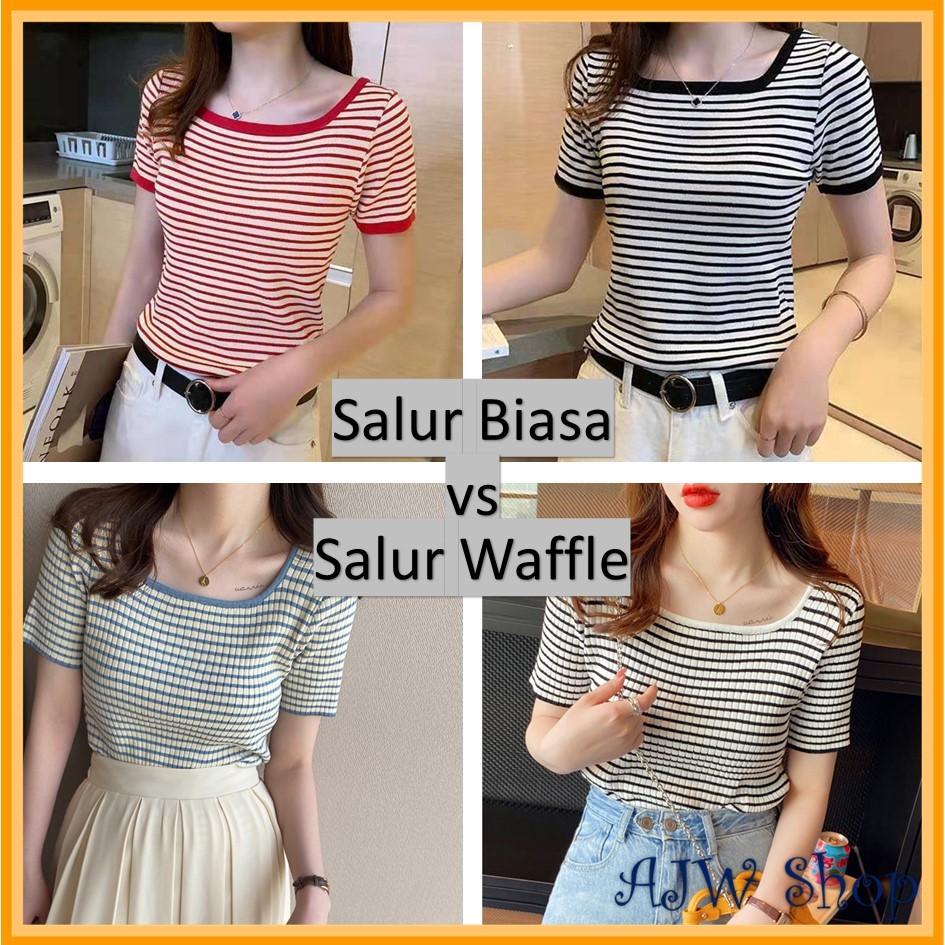 Jual AJW Kaos Knit Korean Style Import Salur Garis Garis | Kaos Pendek ...