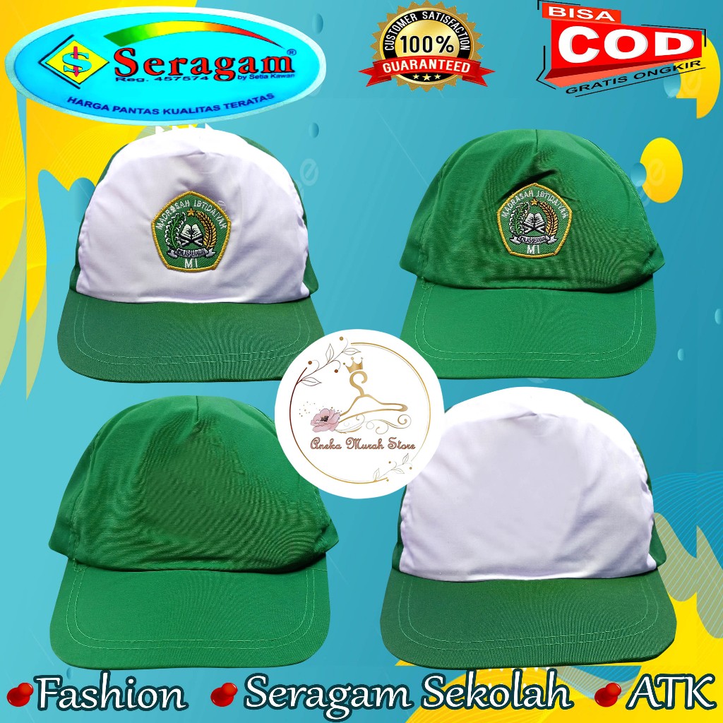 Jual Topi Hijau MI Polos Dan Bordir Bahan Famatex | Shopee Indonesia