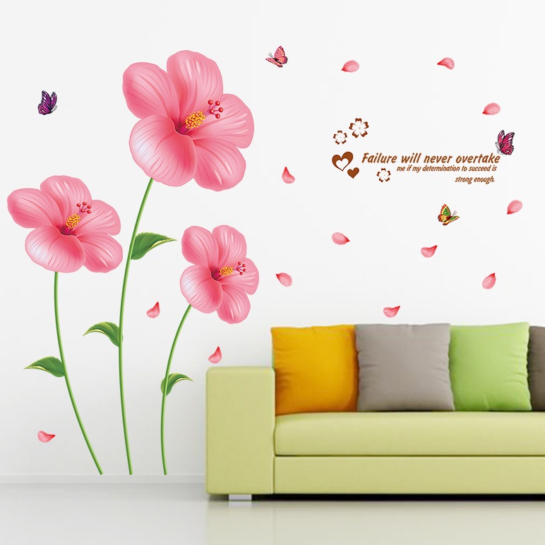 Jual Reliza Wall Sticker Bunga Lily Sakura Pink Peach Garden Flowers ...