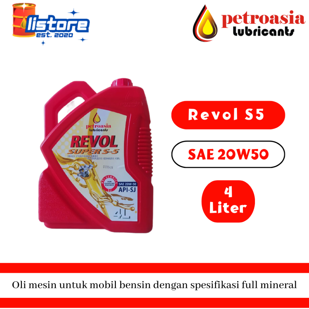 Jual Oli Mobil 4 Liter Mineral Petroasia Revol Super S5 SAE 20W50 API ...