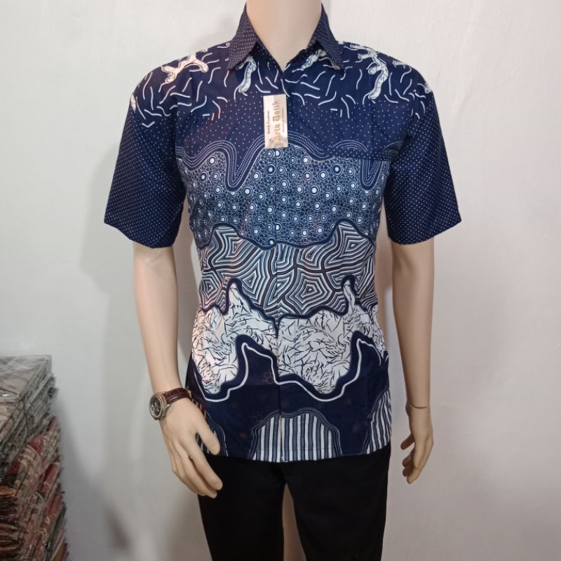 Jual hem batik abstrak navy original arta batik super KODE 007 batik ...