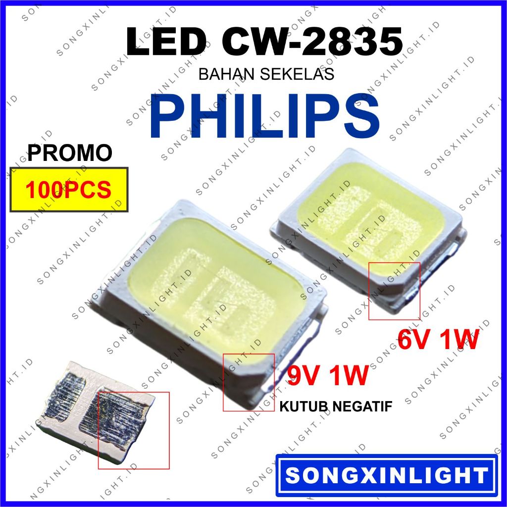 Jual 100pcs led smd 6v 1w cw 2835 crystal white 7500k super putih untuk ...