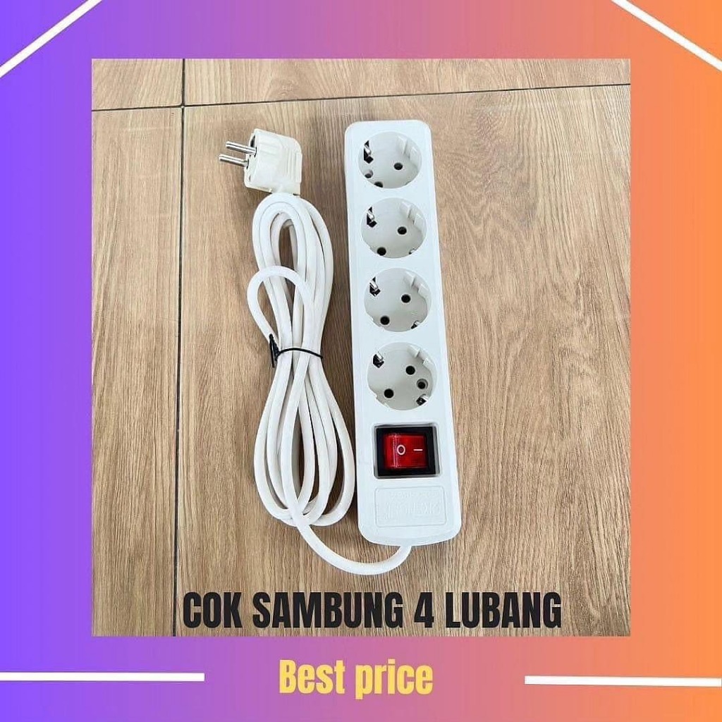 Jual COK SAMBUNG/ COLOKAN LISTRIK 4 LUBANG 3 METER | Shopee Indonesia
