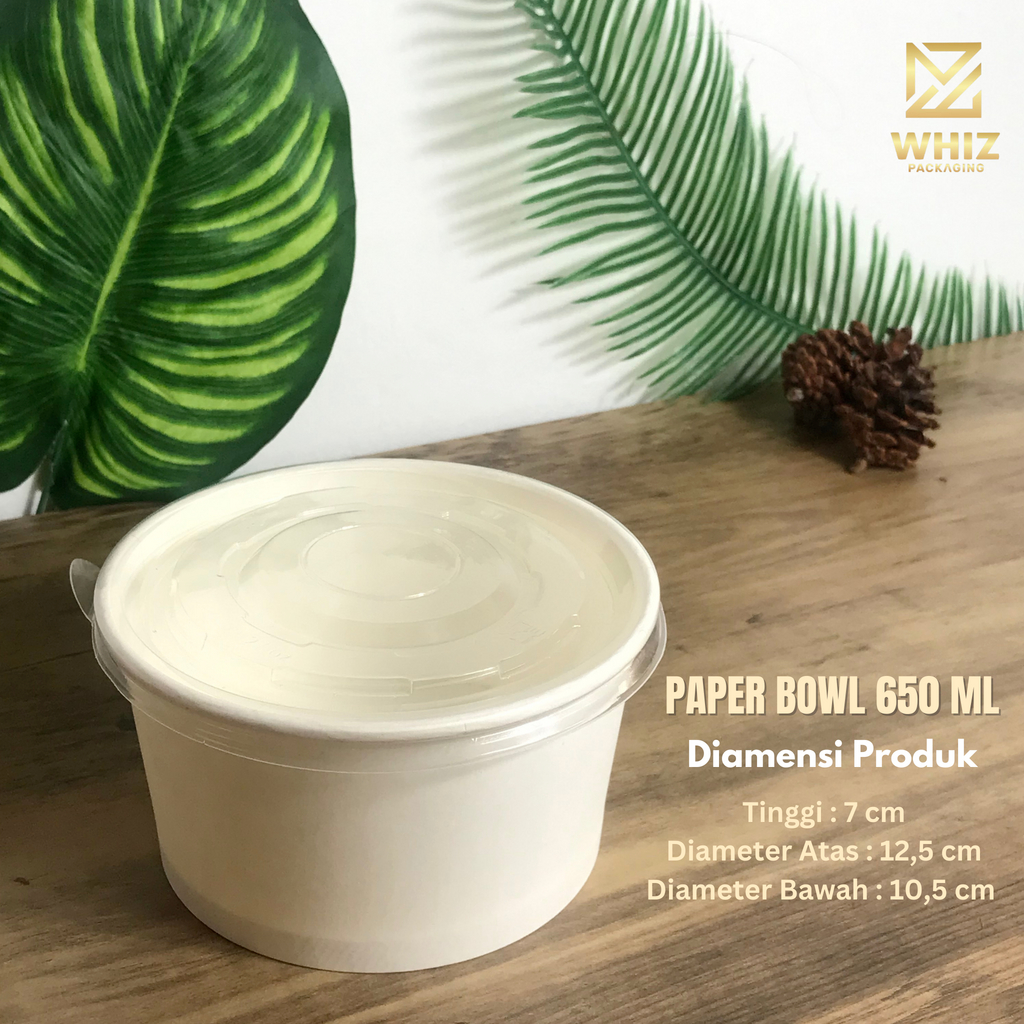 Jual [25 pcs] Paper Bowl 650 ml dengan Tutup / Mangkuk Kertas 1 Set ...