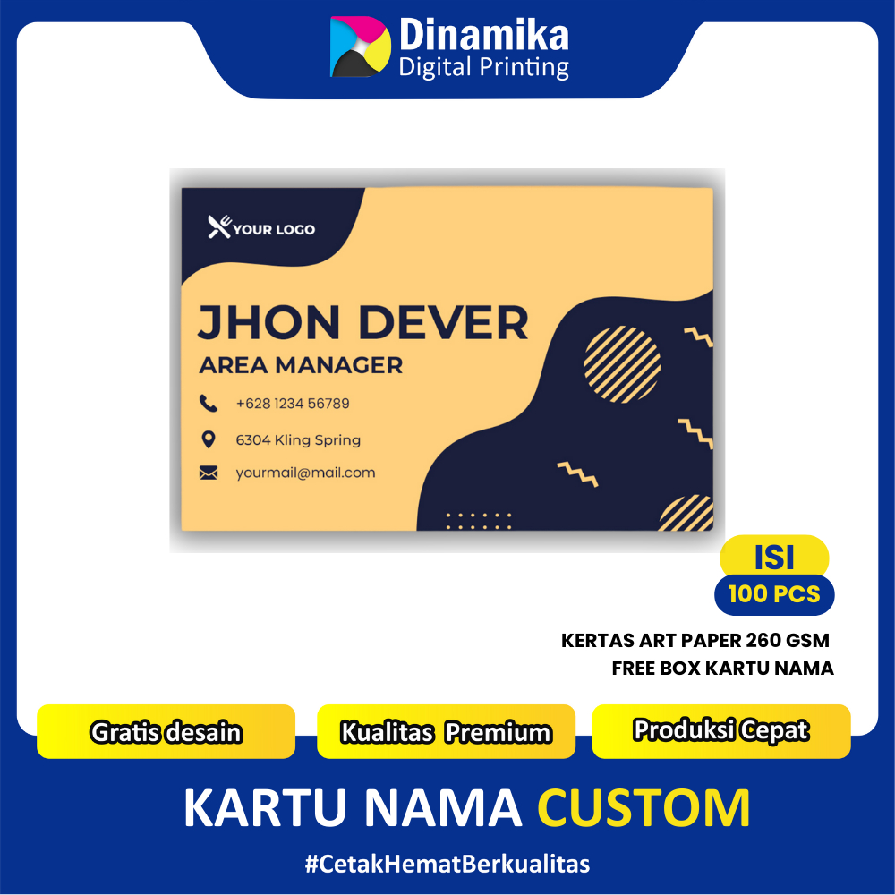 Jual Kartu Nama Custom Isi 100 pcs per Box / Name Card Art Paper 260 ...
