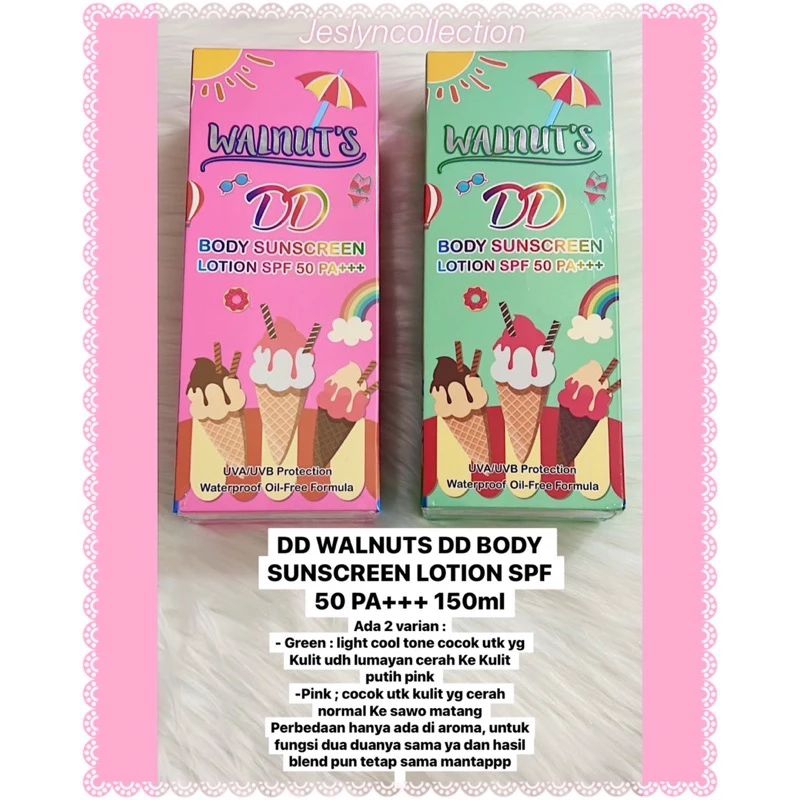 Jual DD WALNUTS DD BODY SUNSCREEN LOTION SPF 50 PA+++ 150ml | Shopee ...