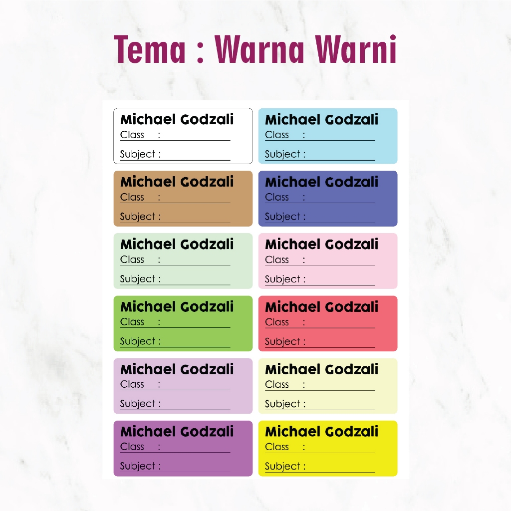 Jual Stiker Label Nama Anak Custom Ukuran M isi 24 pcs Sticker HVS Bisa ...