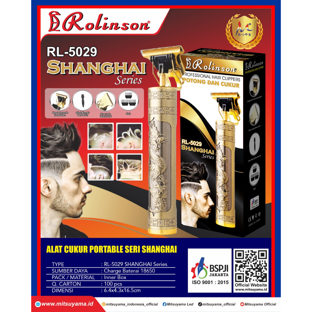 Jual ROLINSON Alat Potong Cukur Rambut Elektrik SHANGHAI Series RL-5029 ...