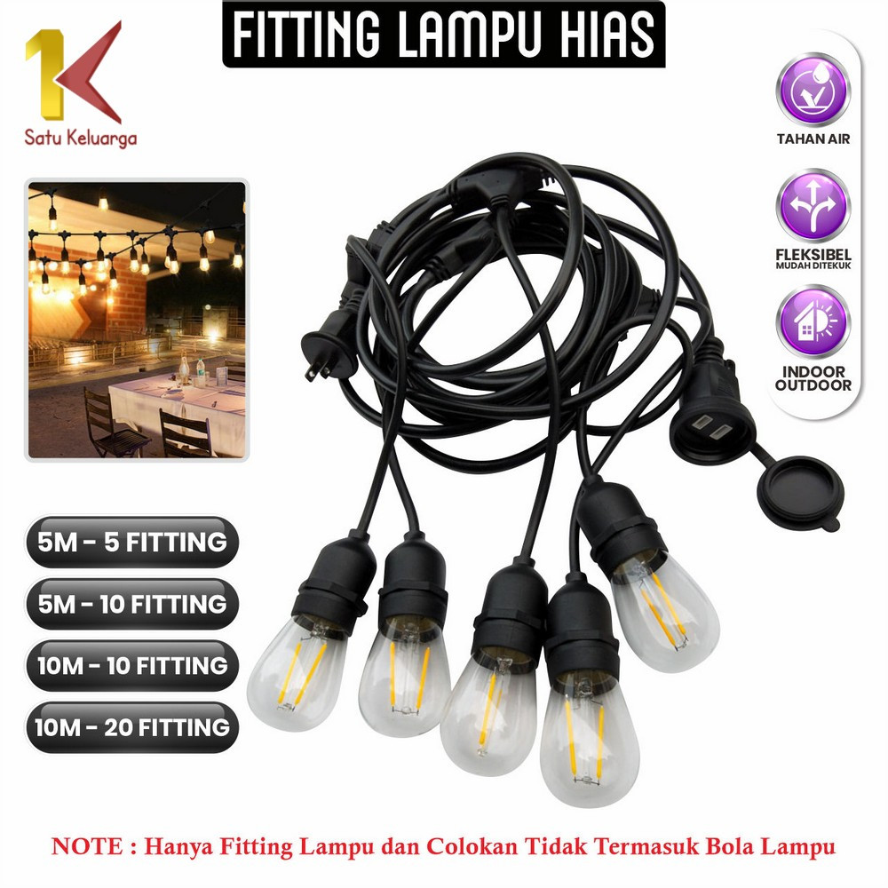 Jual Satu Keluarga Kabel Fitting Lampu Gantung Outdoor 10 Meter 10 ...