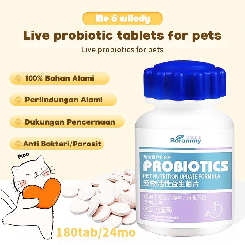Jual Meowllody Vitamin Kucing 180pcs Tablet Probiotik Anjing Masalah ...