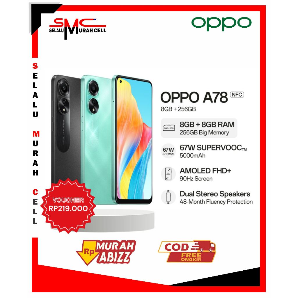 Jual OPPO A78 NFC 4G LTE 8/256 GB | 8GB / 256GB | Smartphone Android | A 78 - Garansi Resmi ...