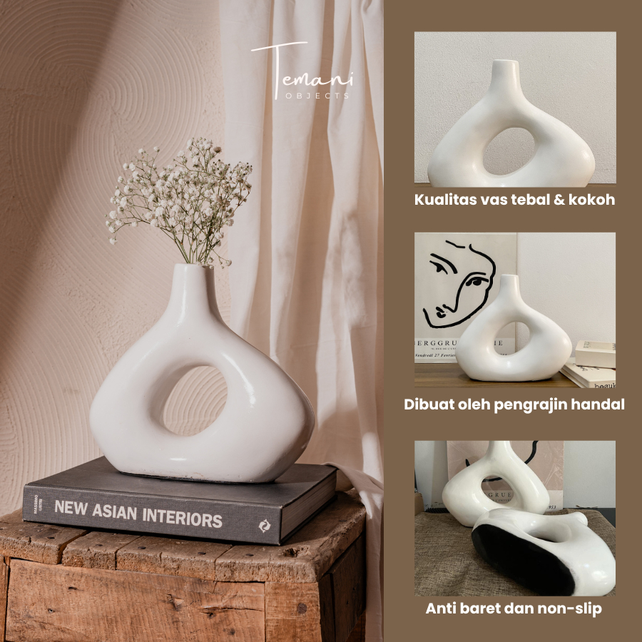 Jual Temani Objects - Elio Vase / Vase Bunga Putih Cantik/ Dekorasi ...