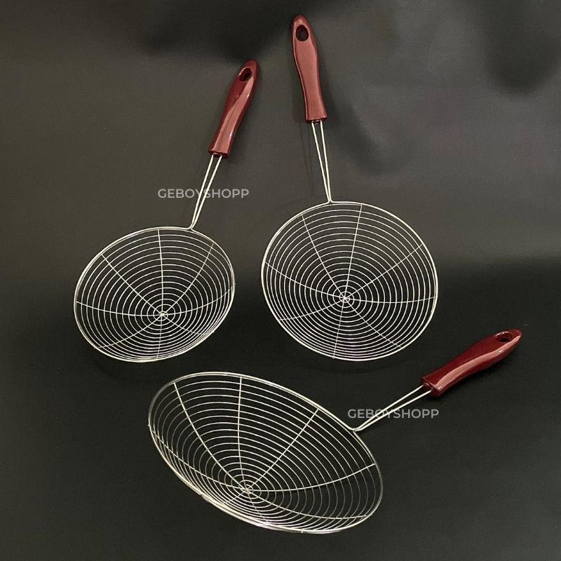 Jual Serok Masak / Saringan Masak Gagang Merah Stainless Steel | Shopee ...