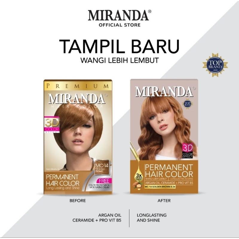 Jual Miranda Hair Color MC - 14 Golden Brown 30 ML Cat Rambut Miranda ...