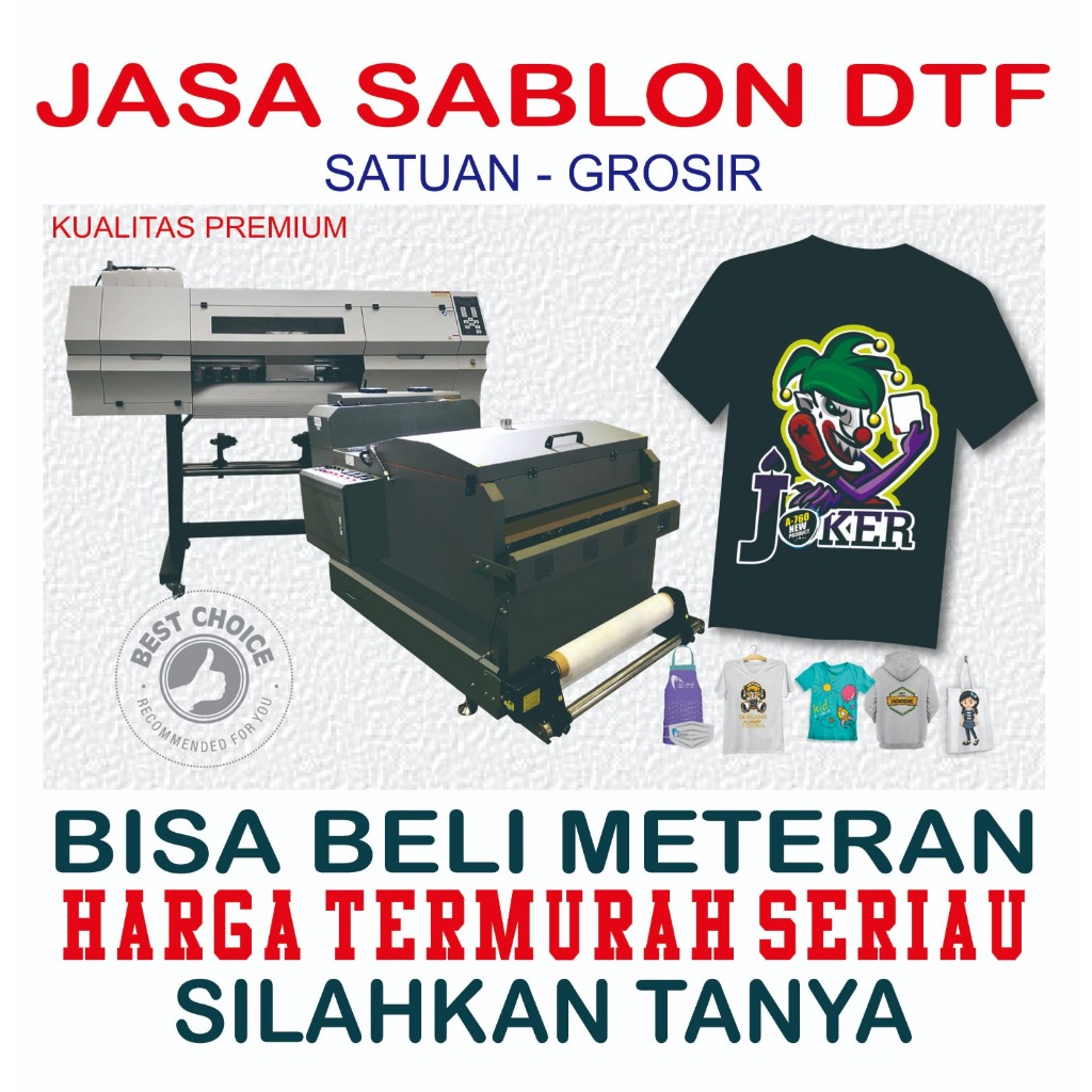 Jual Cetak DTF / Sablon DTF / Print DTF ( Meteran ) / DTF Sablon Baju ... Jual Cetak DTF / Sablon DTF / Print DTF ( Meteran ) / DTF Sablon Baju ...