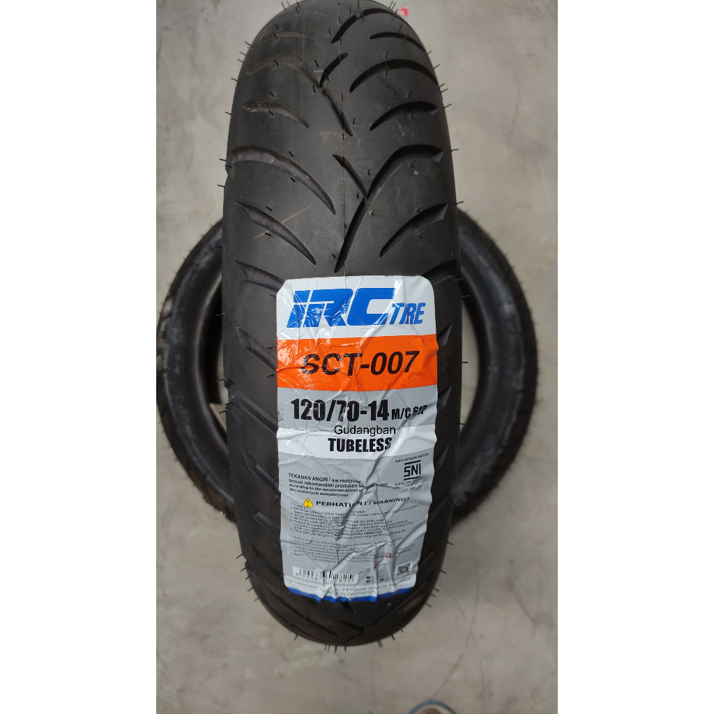 Jual ( IRC SCT 007 ) 120 / 70 - 14 PRODUKSI 2025 Tubeless ban luar ...
