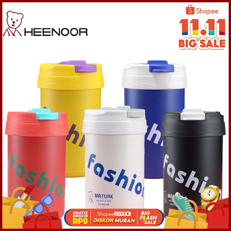 Jual Heenoor Gelas Mug Termos Mini Mature Fashion Sedotan Sillicon Ukuran 420ML | SUS 304 | HN ...
