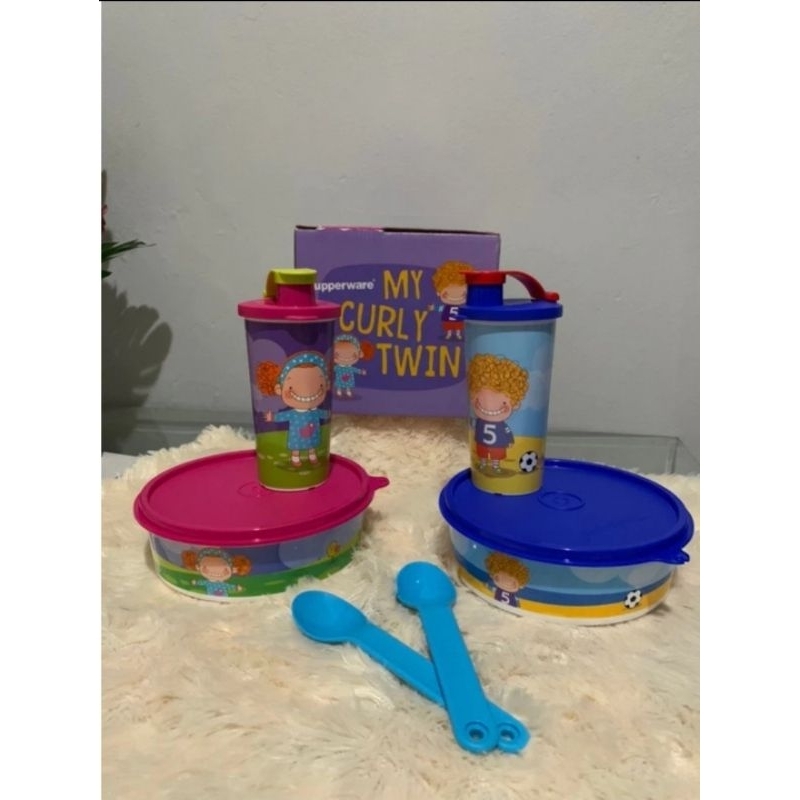 Jual wadah bekal curly twins set tupperware | Shopee Indonesia