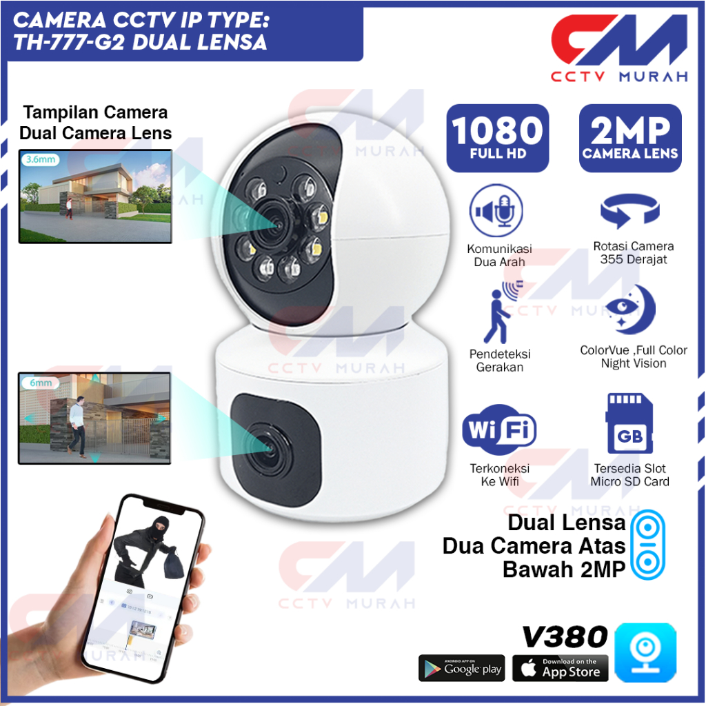 Jual Kamera CCTV IP Dual Camera 2MP+2MP Full HD, Dual Screen, Full ...