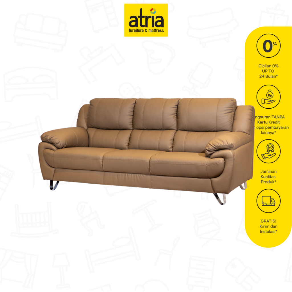 Jual Atria Lyle Sofa Ruang Tamu Bahan kulit Asli 3 Seater | Shopee ...