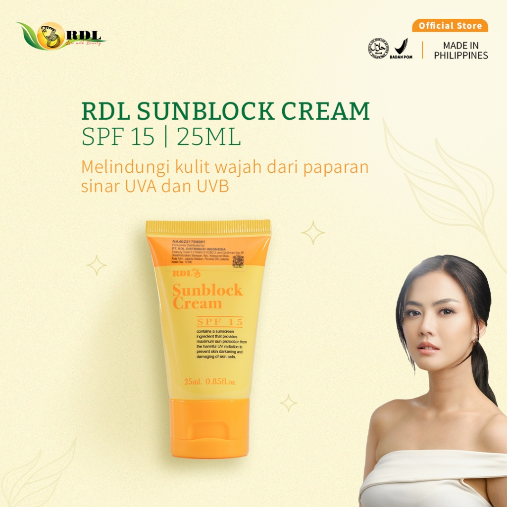 Jual RDL Sunblock Cream SPF 15 UVA UVB Protection Sunscreen Tabir Surya ...