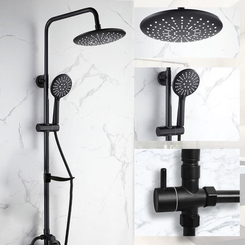 Jual SUS304 4in1 paket shower tiang stainless hitam Set Shower Panas ...